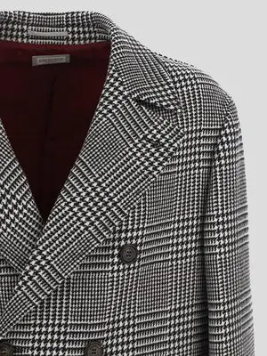 Brunello Cucinelli Long-sleeved Double-breasted Checked Coat