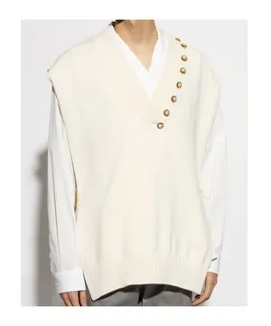 Dolce & Gabbana V-neck Knitted Vest With Embellished Buttons