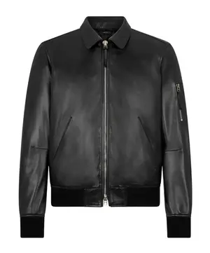 TOM FORD Leather Zip-up Bomber Jacket - Black