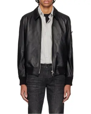 TOM FORD Leather Zip-up Bomber Jacket - Black