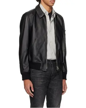 TOM FORD Leather Zip-up Bomber Jacket - Black