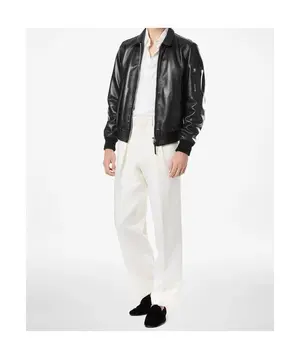 TOM FORD Leather Zip-up Bomber Jacket - Black