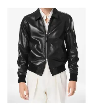 TOM FORD Leather Zip-up Bomber Jacket - Black