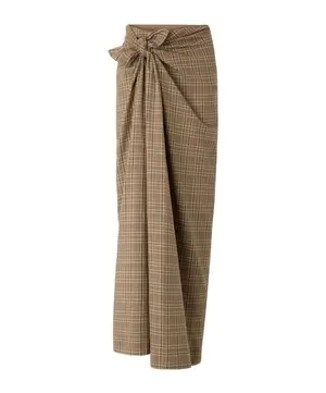 Soeur Tie-waist Plaid Ankle-length Skirt