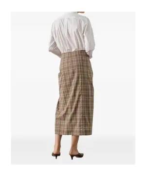 Soeur Tie-waist Plaid Ankle-length Skirt