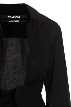 Jacquemus Deep Neckline Knot Detail Blouse
