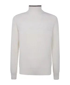 Zegna High Neck Knitted Jumper - White