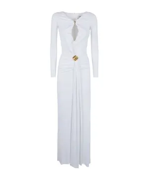 Elisabetta Franchi Tone Hardware Maxi Dress - White