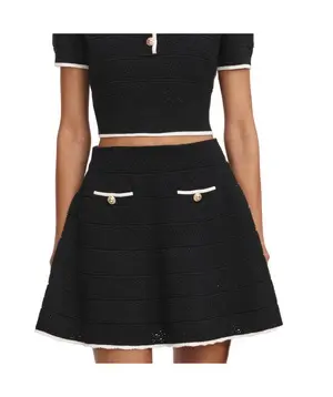 SELF-PORTRAIT Pointelle Mini Knitted Skirt