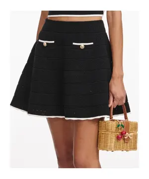 SELF-PORTRAIT Pointelle Mini Knitted Skirt