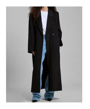 THE FRANKIE SHOP Gaia Oversized Double-breasted Maxi Coat - Black