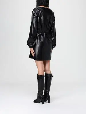 Pinko Cut-out Detailed Crewneck Short Dress With Long Sleeves