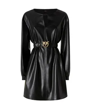 Pinko Cut-out Detailed Crewneck Short Dress With Long Sleeves