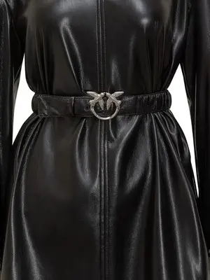 Pinko Cut-out Detailed Crewneck Short Dress With Long Sleeves