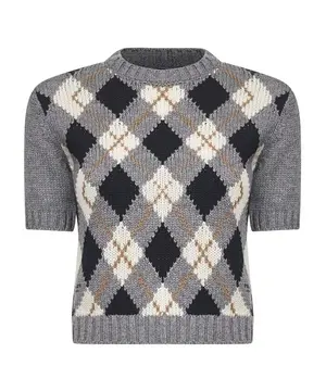 Prada Check-pattern Short-sleeved Jumper