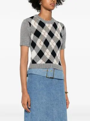 Prada Check-pattern Short-sleeved Jumper