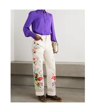 Valentino Garavani Logo Patch Floral Patterned Jeans