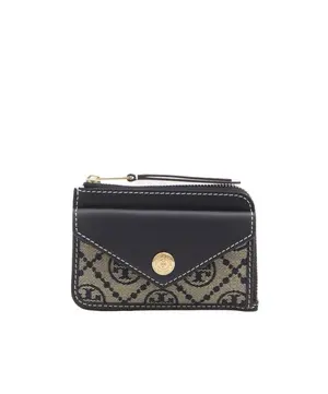 Tory Burch T Monogram Zip Card Case - Navy Blue