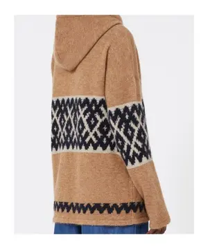 Max Mara Knitted Drawstring Hoodie With Geometric Jacquard Detailing