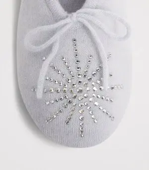 WILLIAM SHARP Embellished Cashmere Dolly Slippers