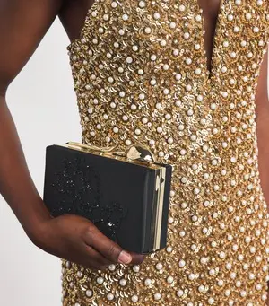 Erdem Embellished Bloom Clutch Bag With Top Handle