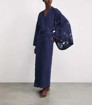 BOCAN Satin Lace-trim Clematis Robe