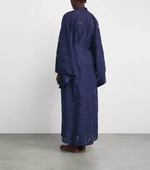 BOCAN Satin Lace-trim Clematis Robe