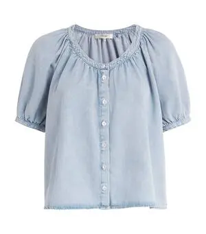 FRAME Scoop Neck Blouse - Blue