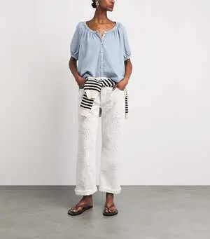 FRAME Scoop Neck Blouse - Blue