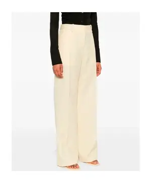 JIL SANDER High-waisted Wool Trousers With Ruching - Nude