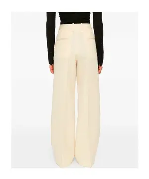 JIL SANDER High-waisted Wool Trousers With Ruching - Nude