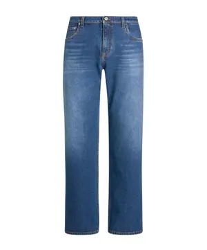 Etro Straight-leg Jeans With Pegaso Embroidery - Blue