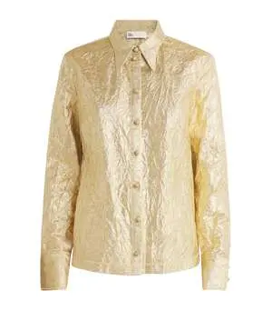 Tory Burch Silk-blend Crushed Metallic Shirt