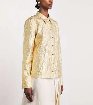 Tory Burch Silk-blend Crushed Metallic Shirt