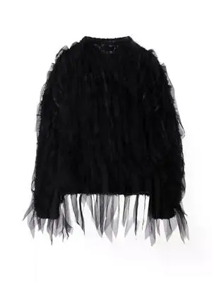 PAULINE DUJANCOURT Tulle-panelled Frayed Jacket