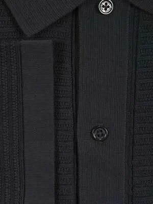 PAOLO PECORA Textured-knit Short-sleeve Shirt - Black