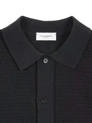 PAOLO PECORA Textured-knit Short-sleeve Shirt