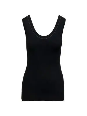 Brunello Cucinelli Monili Detail Ribbed Knit Tank Top