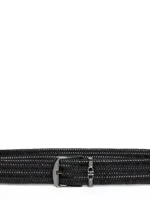 FERRAGAMO Gancini Woven Leather Belt - Black