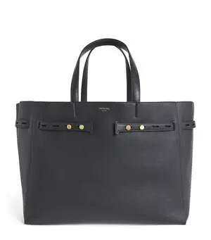 Thom Browne Calfskin Leather Cabas Tote Bag