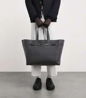 Thom Browne Calfskin Leather Cabas Tote Bag