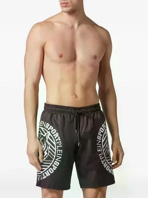 PLEIN SPORT Logo Print Tiger Swim Trunks