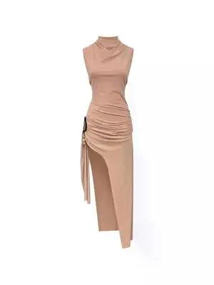 Amen Asymmetrical Maxi Dress With Faux-pearl Embellishment