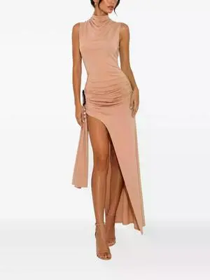 Amen Asymmetrical Maxi Dress With Faux-pearl Embellishment