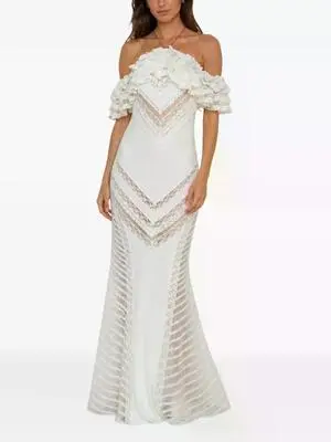 Amen Lace-panelled Ruffled Maxi Dress