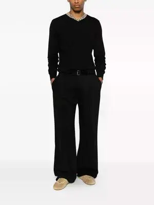 Burberry V-neck Sweater With Check Trim