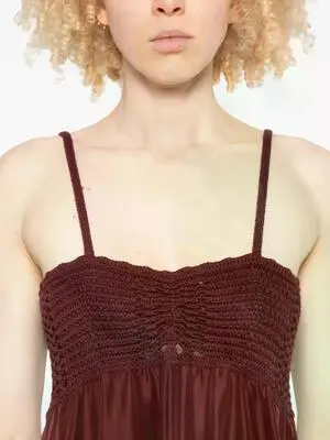 FORTE_FORTE Crochet-knit Silk-satin Dress