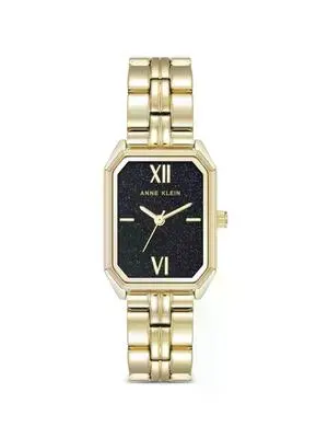 Anne Klein Octagonal Watch With Gold-tone Link Bracelet - Black