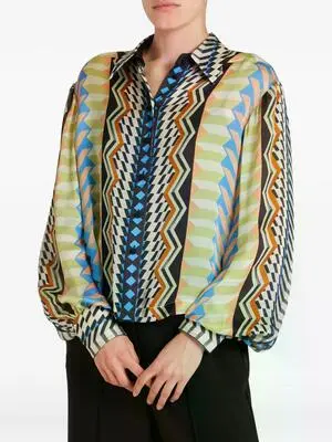 TEMPERLEY LONDON Silk Geometric Print Shirt