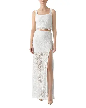 NIGHTCAP High Slit Lace Maxi Skirt - Dove